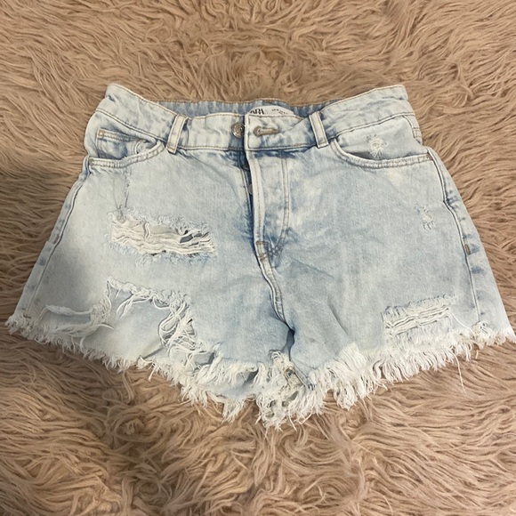 Zara | Shorts | Zara Light Blue High Waisted Jean Shorts | Poshmark